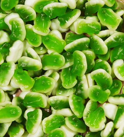 Bubble gum flavor green frog gummies (Akro) – Délices de la fôret Valli